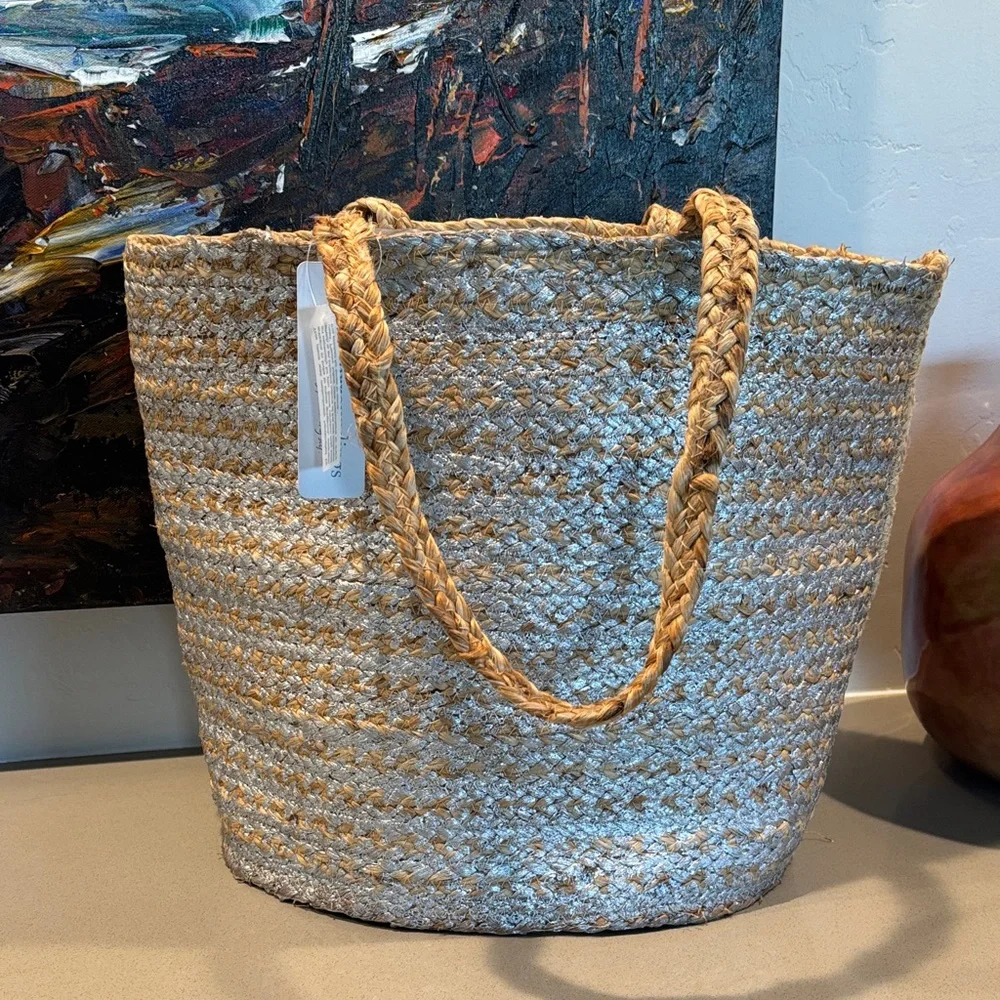 Soft Surroundings | Bags | Soft Surroundings Trista Metallic Woven Tote ...